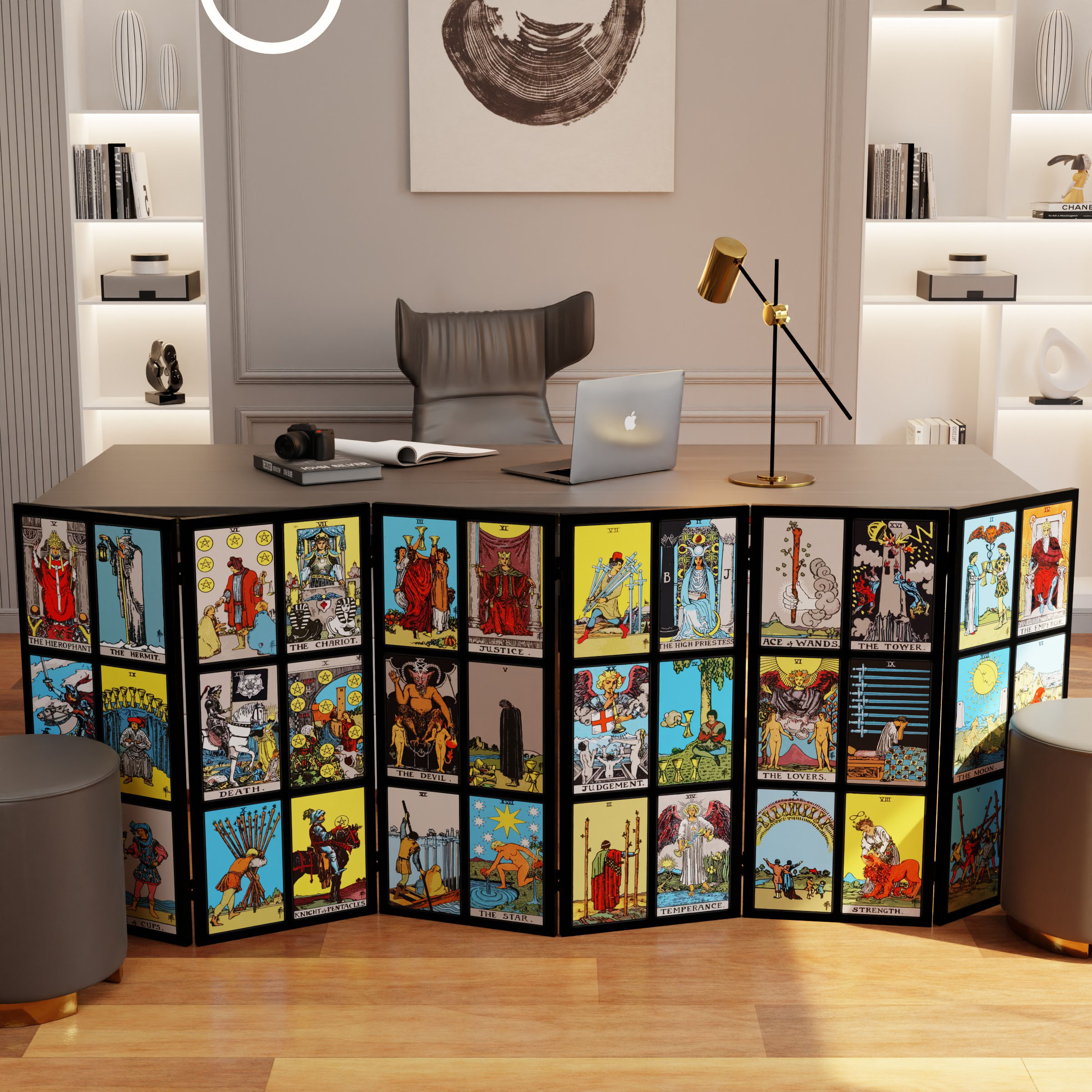 Buy 3 ft. Short Double Sided Rider-Waite Tarot Canvas Folding Screen ...
