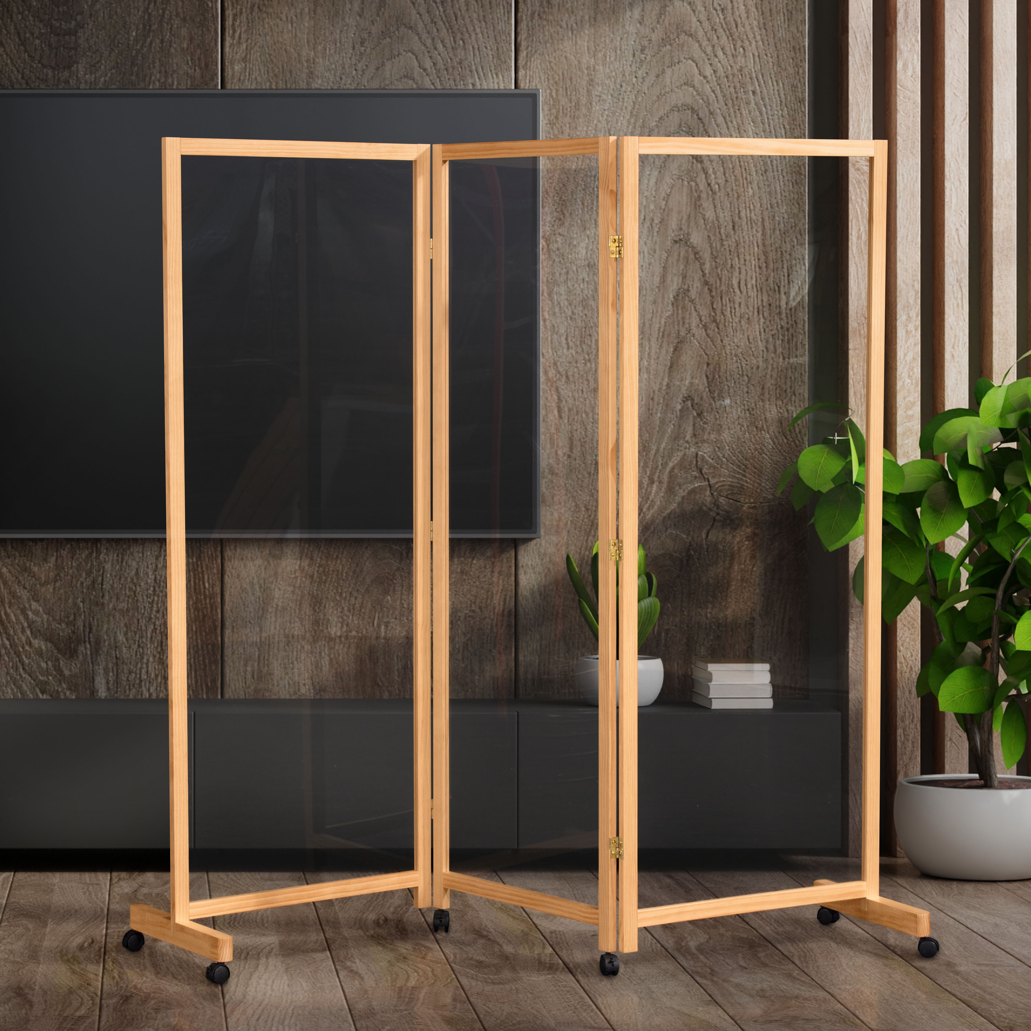 RoomDividers.com: 5.75 ft Tall Clear Plastic Partition on Wheels