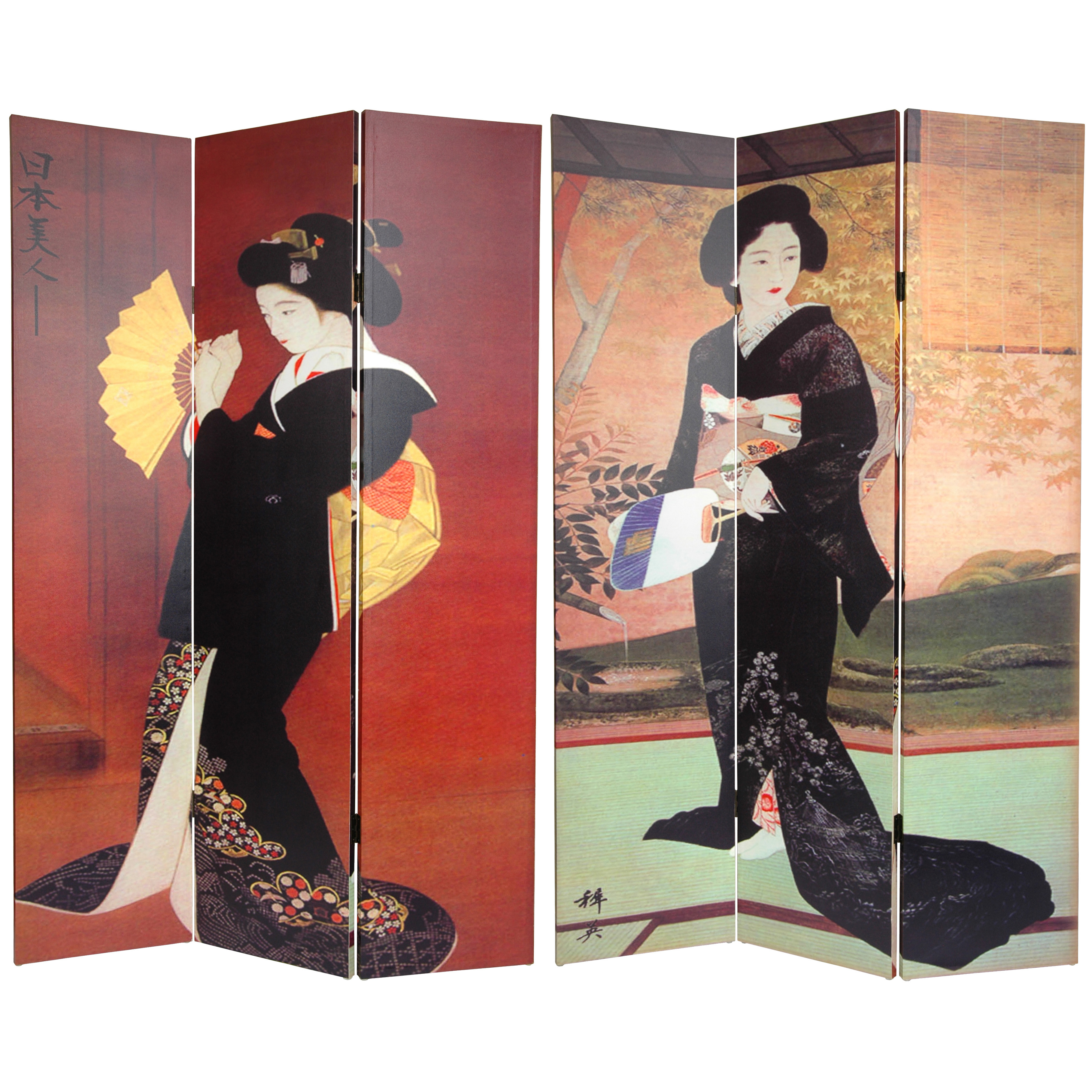 RoomDividers.com: 6 ft. Tall Double Sided Japanese Ladies Canvas Room ...